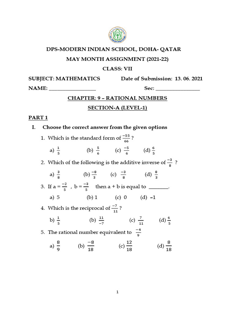 Grade 7 - May Assignment - 2021-22 (F) | PDF