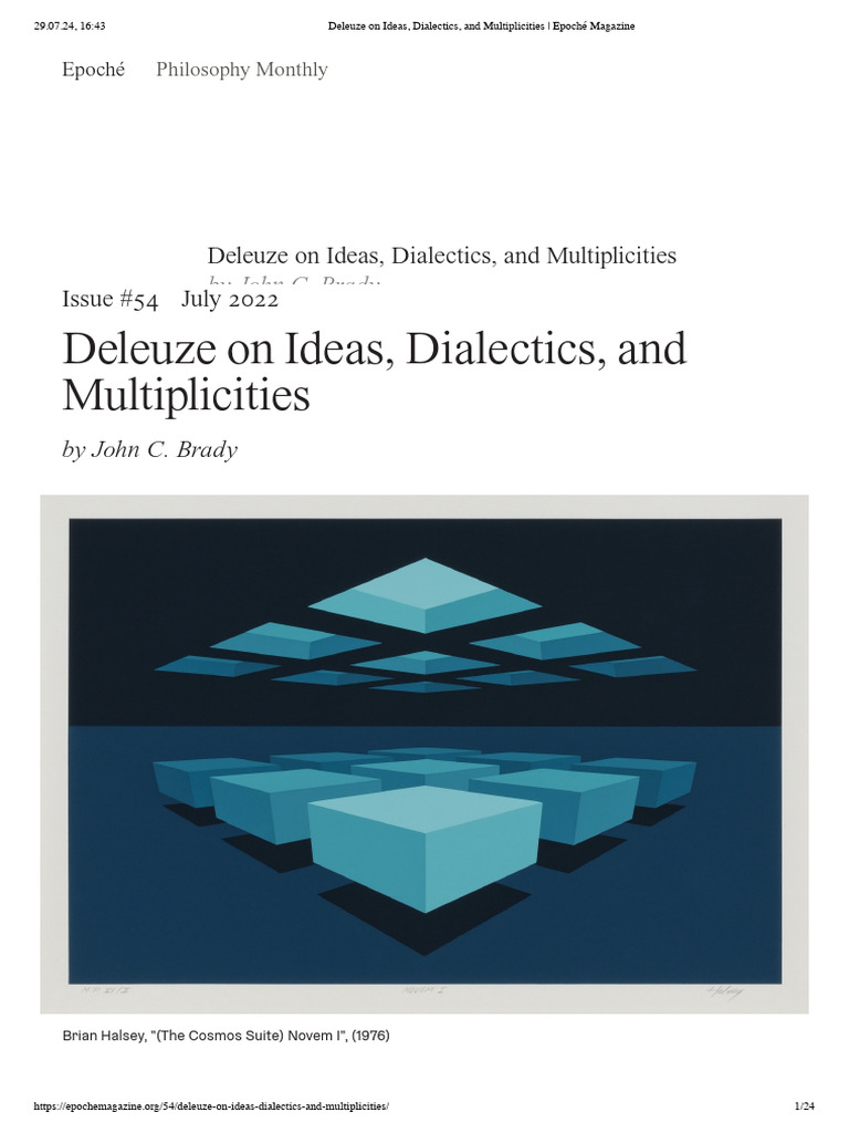 Deleuze On Ideas, Dialectics, and Multiplicities - Epoché Magazine | PDF
