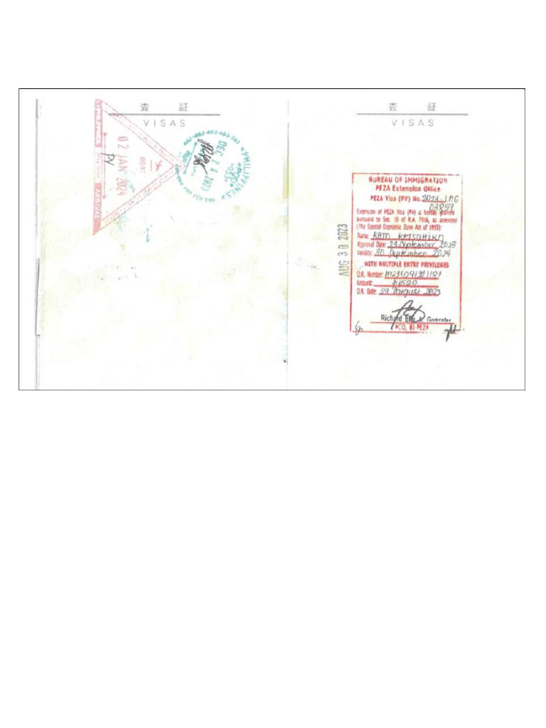 Moriroku Philippines, Inc.-Katsuhiko Kato Latest Visa | PDF