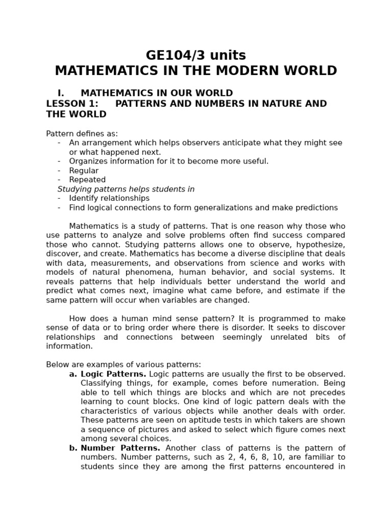 1 - Mathematics in Our World | PDF