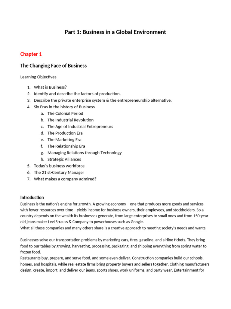 Ch01 Business in A Global Environment-Notes | PDF