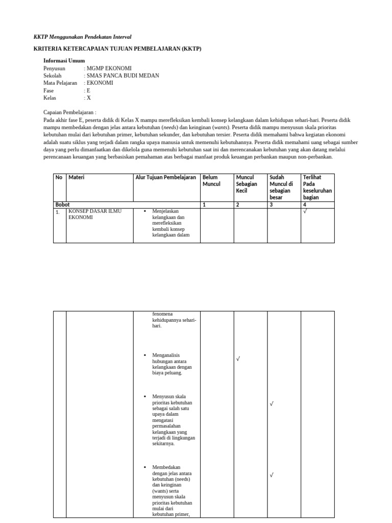 KKTP Menggunakan Pendekatan Interval EKONOMI X | PDF