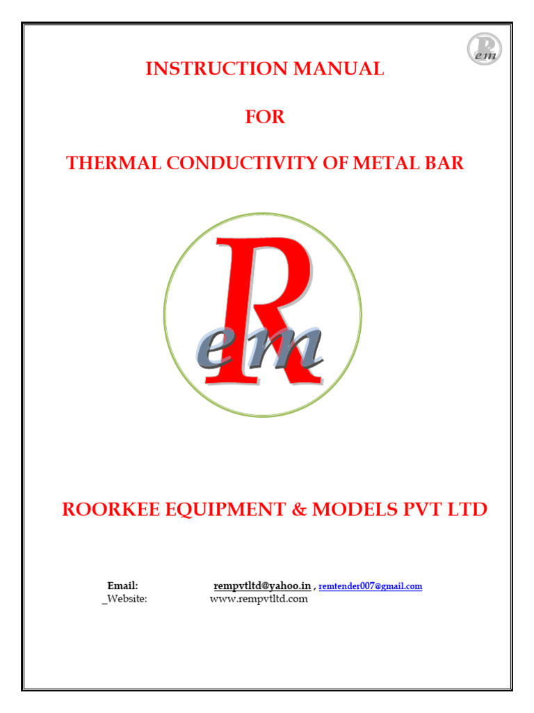 Thermal Conductivity of Metal Bar | PDF