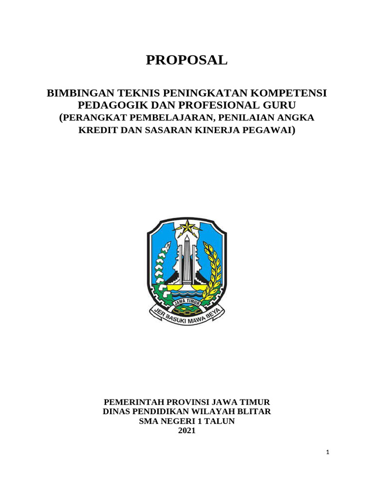 Proposal Bimtek 2021 Sma N 1 Talun | PDF