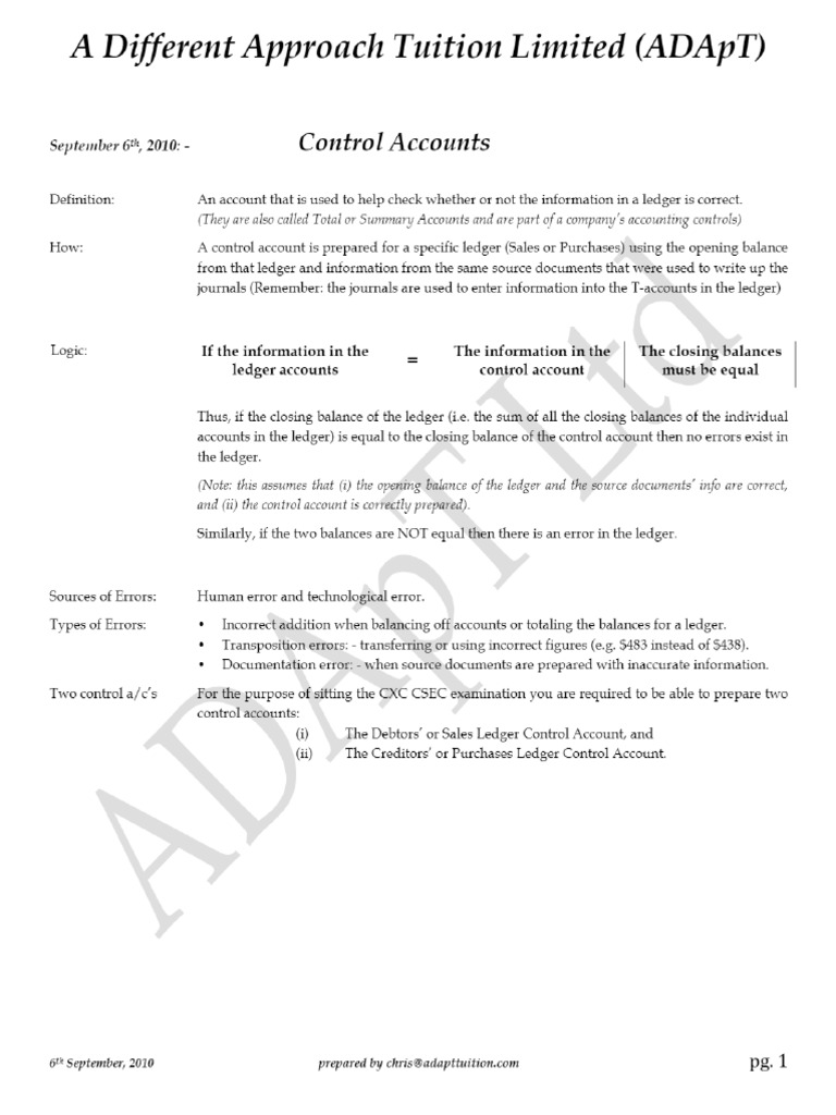 Notes Control Accounts | PDF