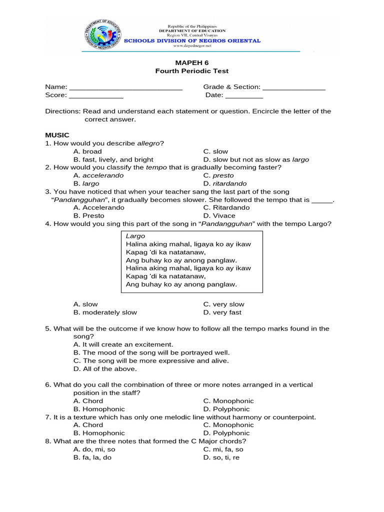 Done QA - Q4 - MAPEH6 - Summative-Test | PDF Done QA - Q4 - MAPEH6 - Summative-Test | PDF