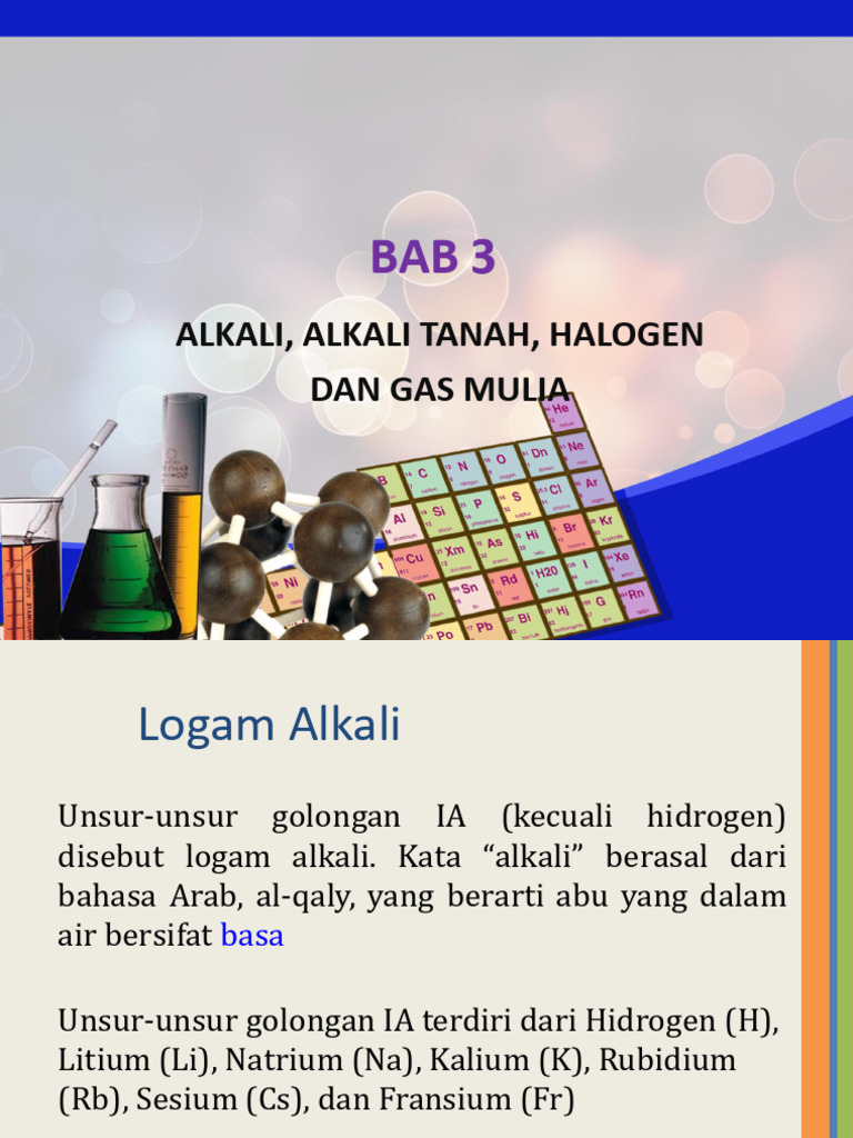 Alkali, Alkali Tanah, Halogen Dan Gas Mulia | PDF