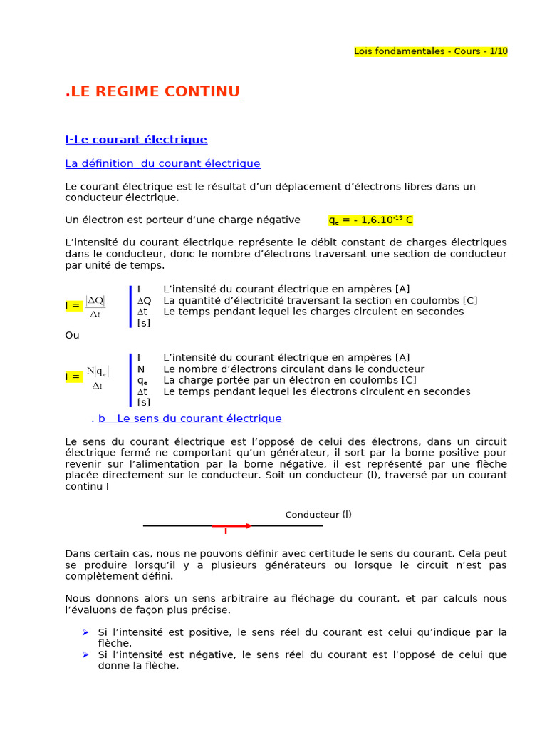 Cours Courant Continu | PDF
