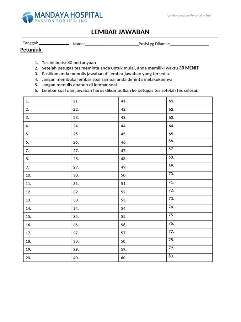 HR-008 Personality Test | PDF
