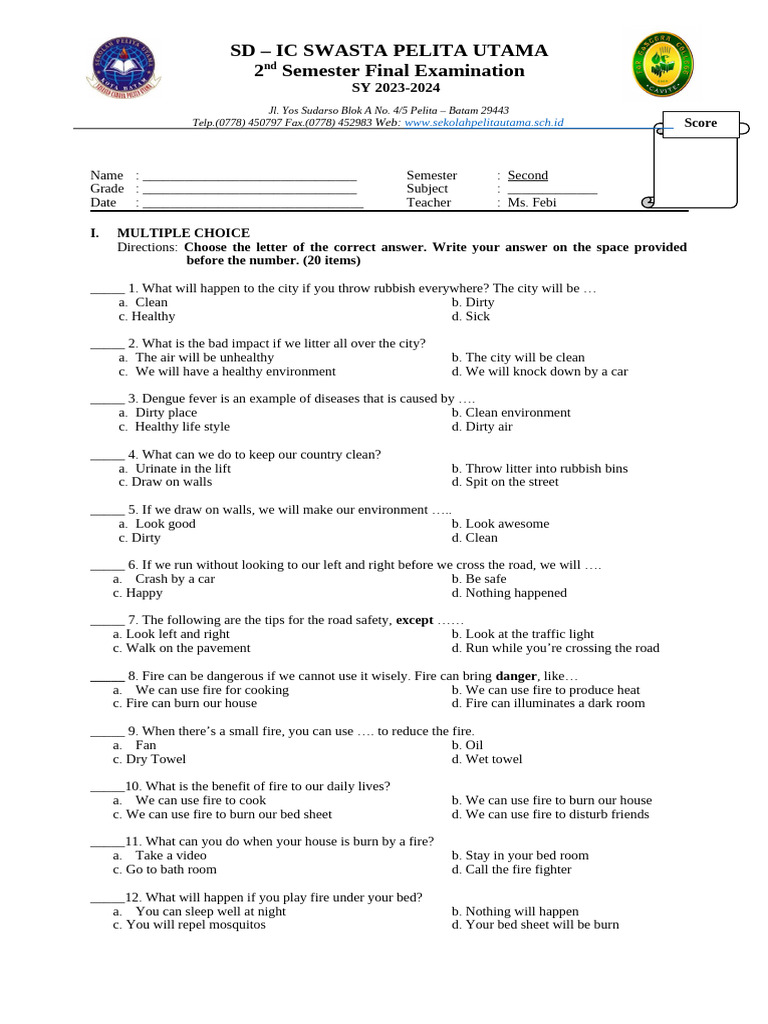 Revised Final Exams Format He 2 Pdf