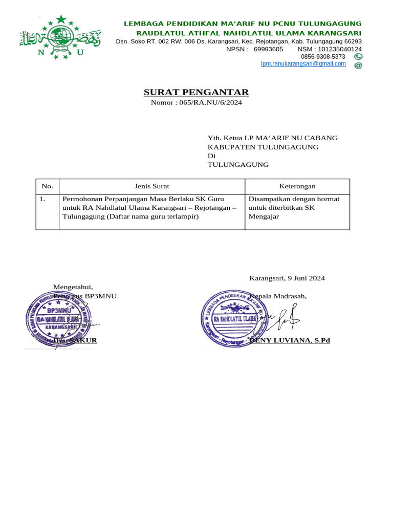 Pengajuan Pembaharuan SK Guru 2024 | PDF