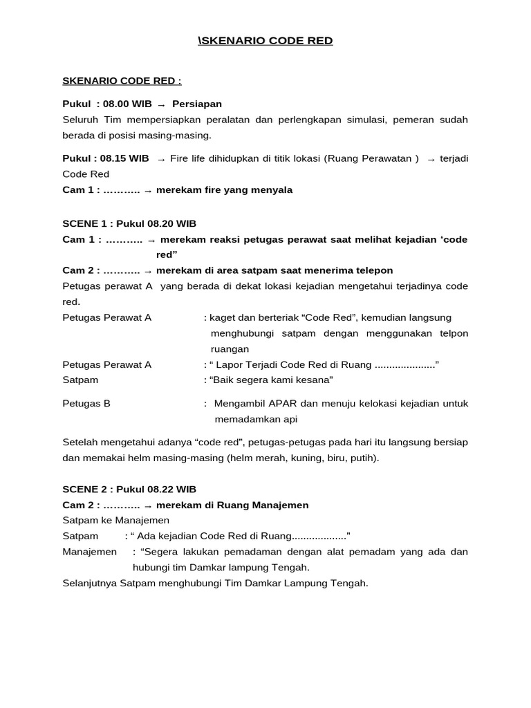 Skenario Code Red Di RSUA | PDF