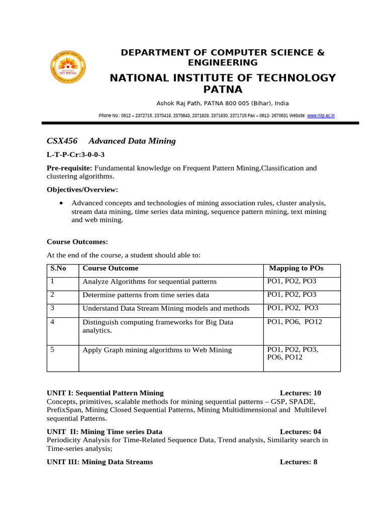 CSX456 - Advanced Data Mining | PDF