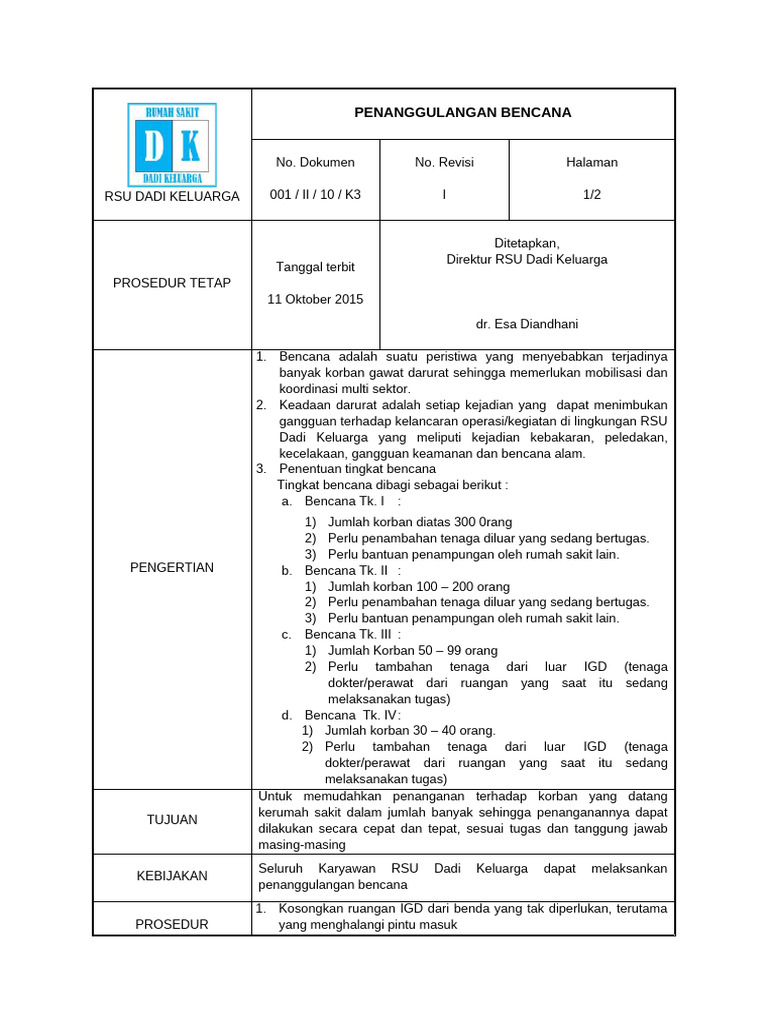 Sop Bencana | PDF