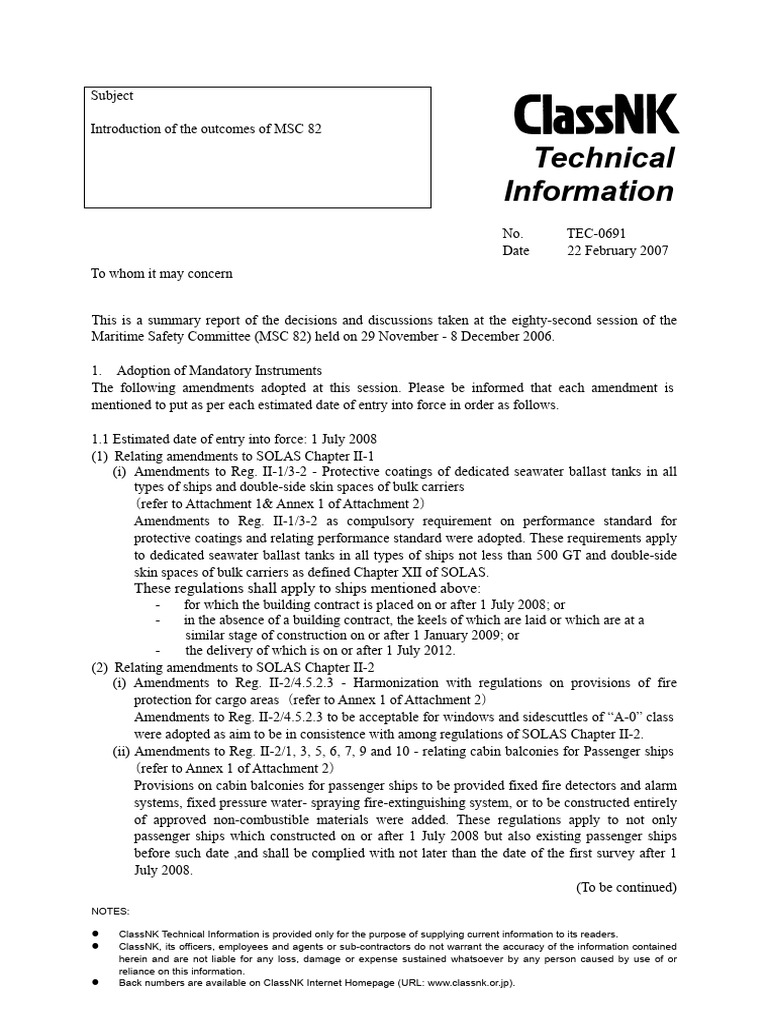 Technical Information: These Regulations Shall Apply To Ships Mentioned ...