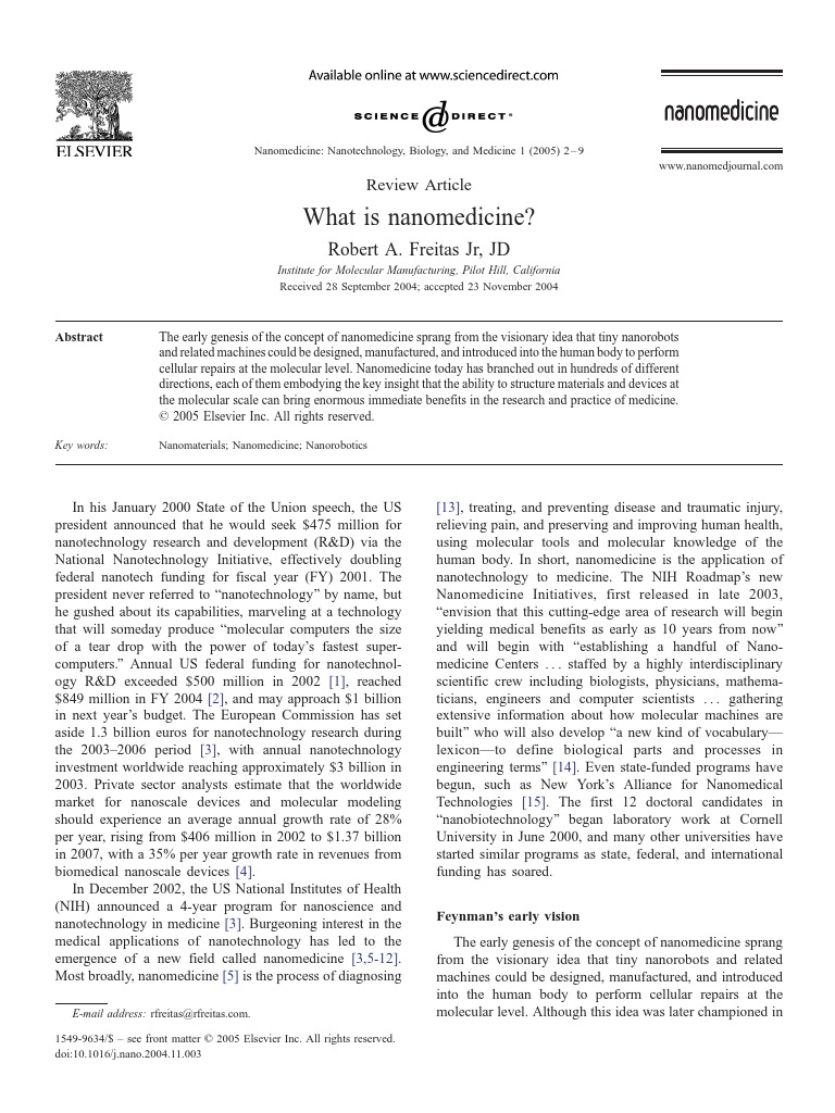 Robert A. Freitas JR - What Is Nanomedicine? | PDF | Nanomedicine ...