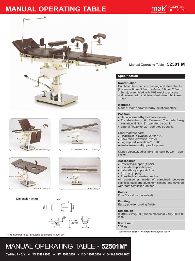 52501M-Manual Operating Table (2) .Forsubmissiontocx | PDF