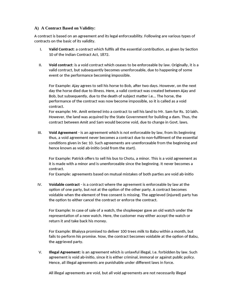 A Contract Based On Validity | PDF