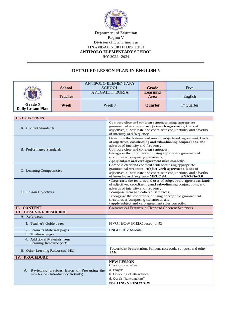 DLP Cot1 Eng 5 | PDF