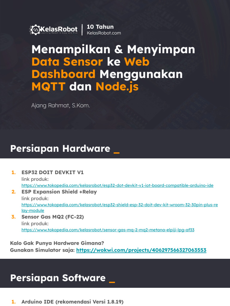 Menampilkan & Menyimpan Data Sensor Ke Web Dashboard Menggunakan MQTT Dan Node - Js | PDF ...