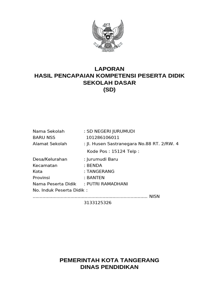 Identitas Rapor Putri Ramadhani FIX | PDF