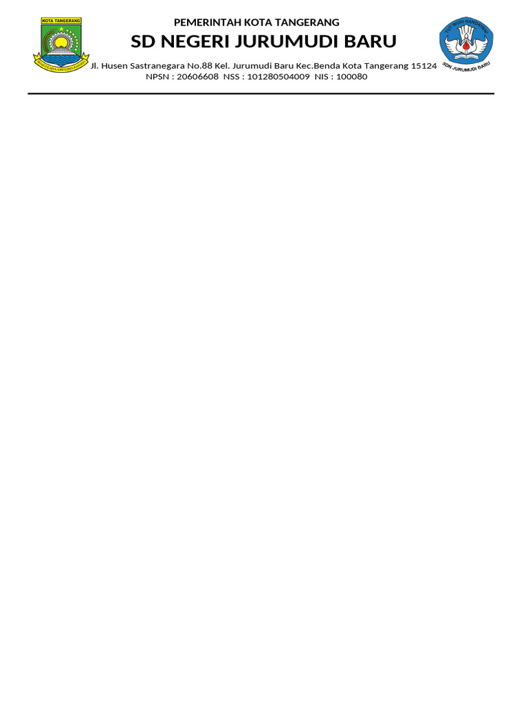 Kop Surat SDN Jurumudi Baru - New | PDF