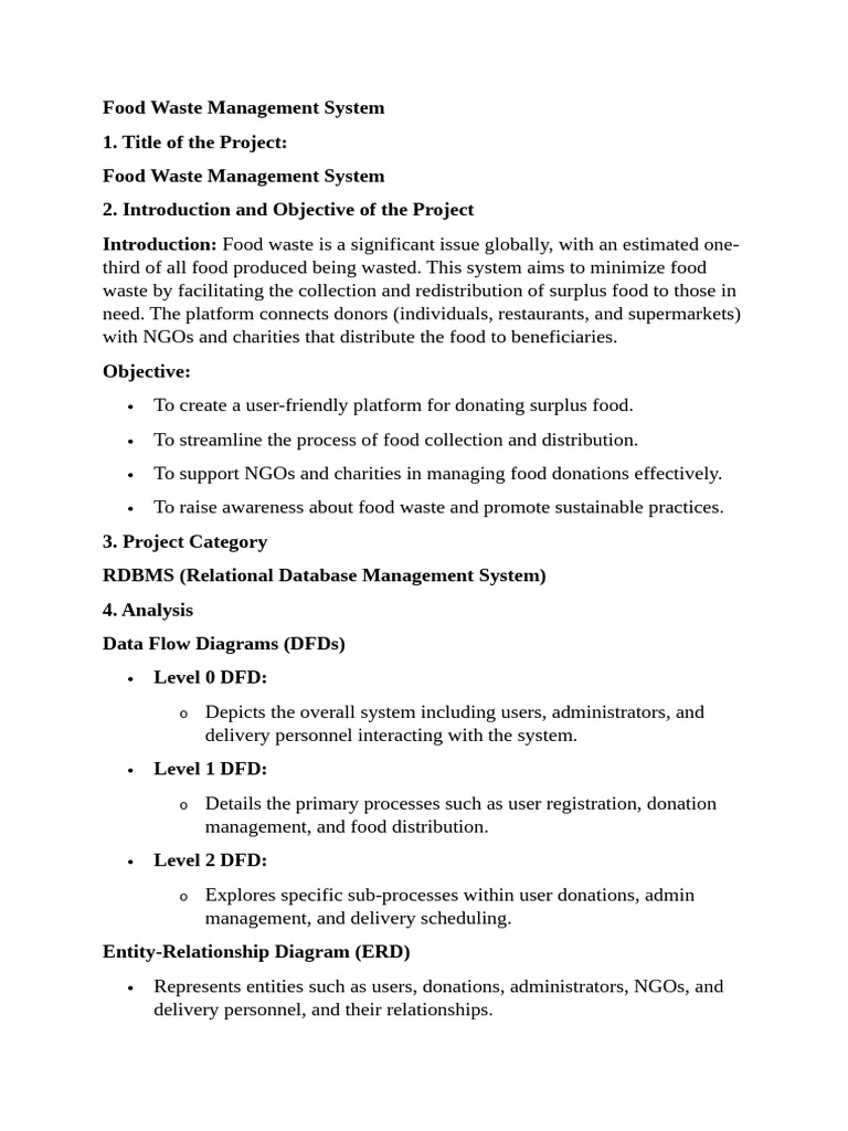 Food Waste Management Platform | PDF | Software Engineering | Computing