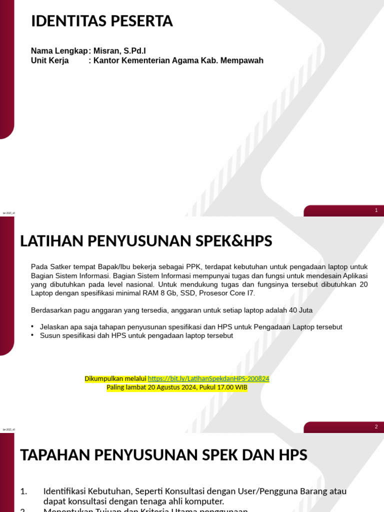 40.misran-Latihan Penyusunan Spek&Hps | PDF