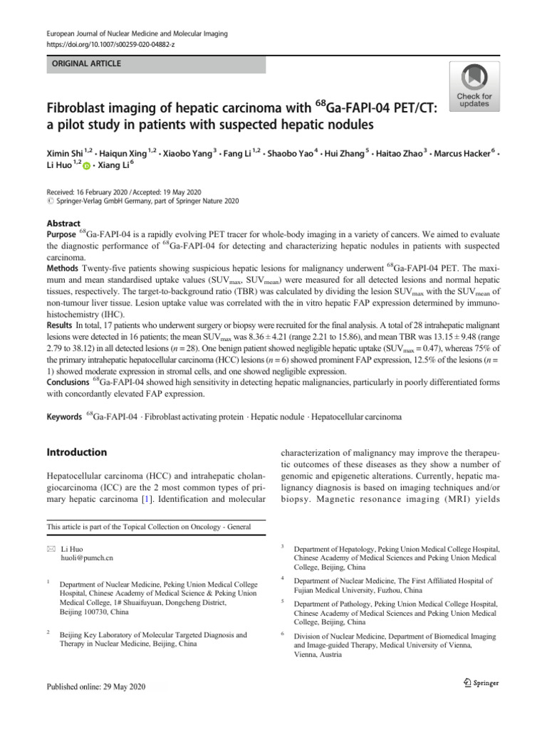 Fibroblast Hepatic Imaging Carcinoma | PDF | Positron Emission ...