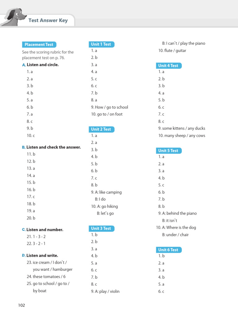 Test Answer Key | PDF