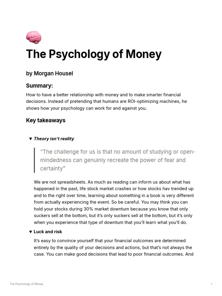 Psychology of Money - Summary | PDF