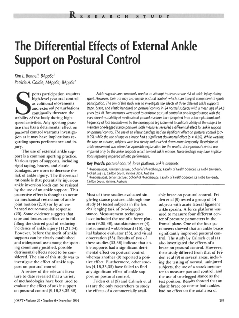 Bennell Goldie 1994 The Differential Effects of External Ankle Support ...
