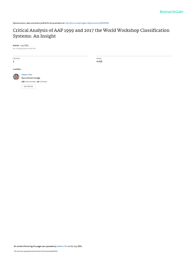 Critical Analysis of AAP 1999 and 2017 The World Workshop ...