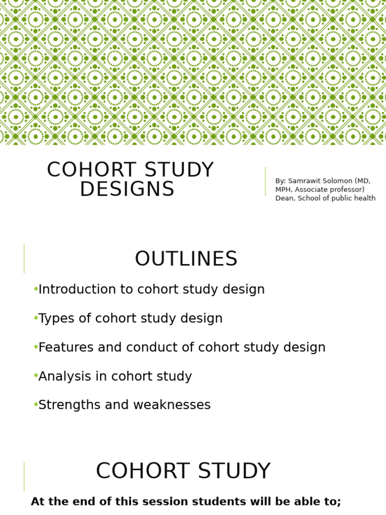 Analytic Study Designs - Cohort | PDF | Cohort Study | Wellness