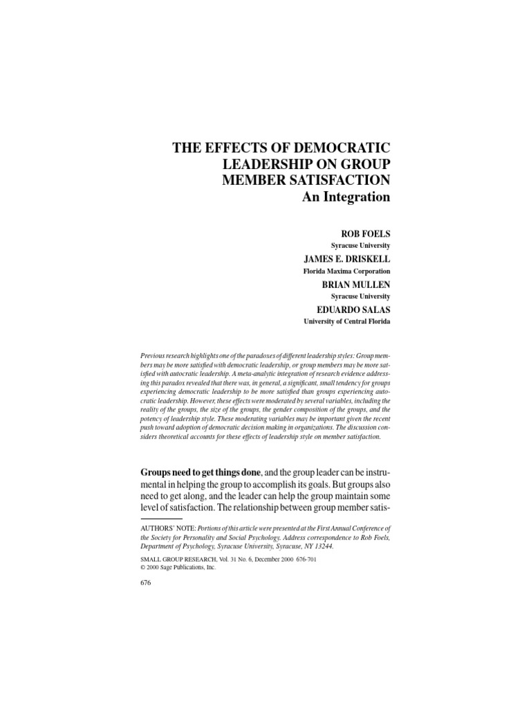 The Effect of Democratic Leadership | PDF