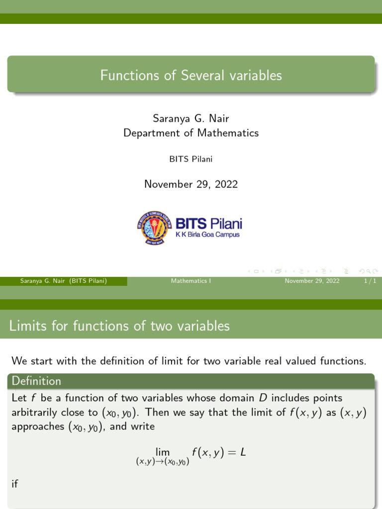 Lec 19 - Limit of A Multivariable Function | PDF