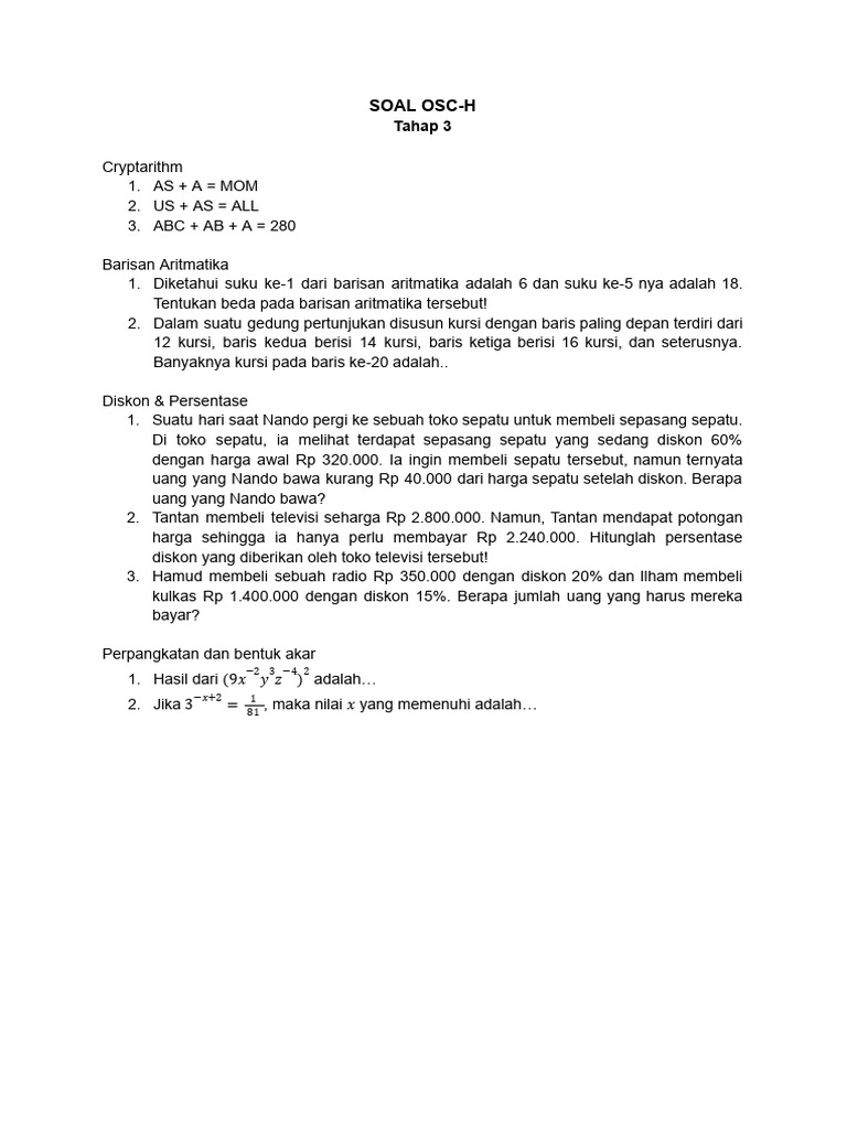 Soal Osc-H Tahap 3 | PDF
