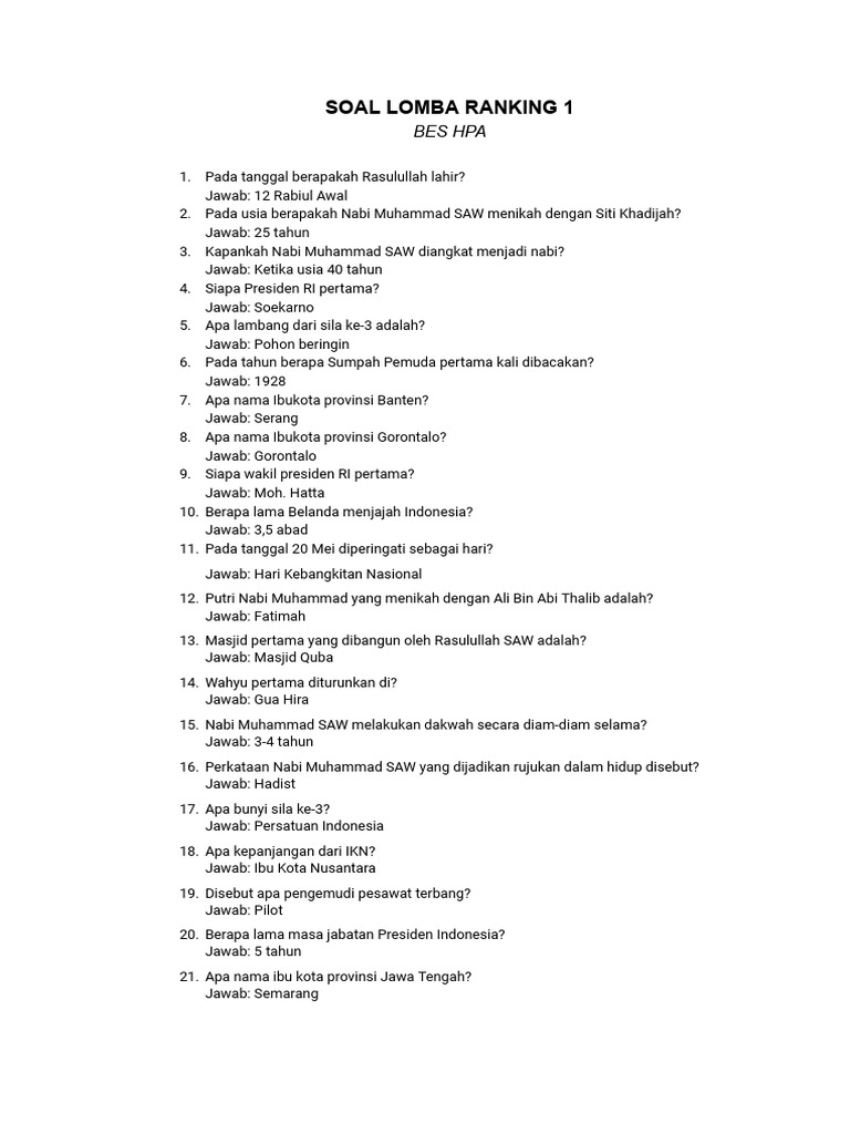 SOAL LOMBA RANKING 1 (1) | PDF