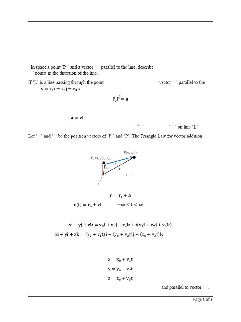 Vector Equations in 3D Space | PDF | Angle | Space