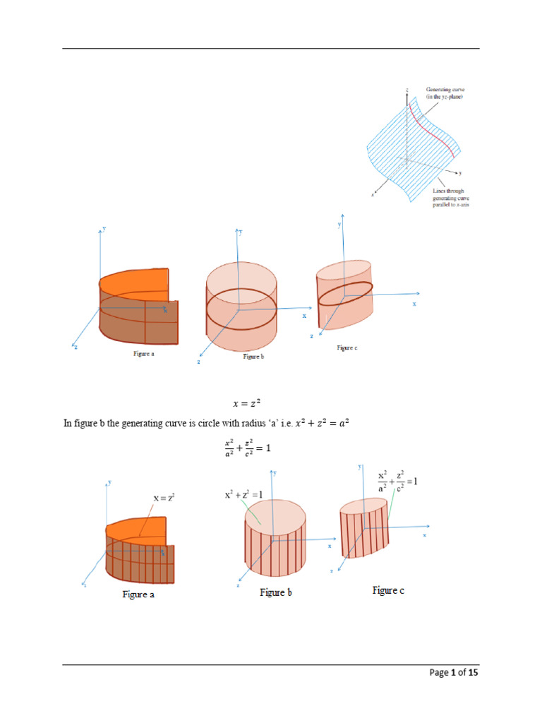 Lec 2 Cylinders and Quadratiic Surfaces | PDF