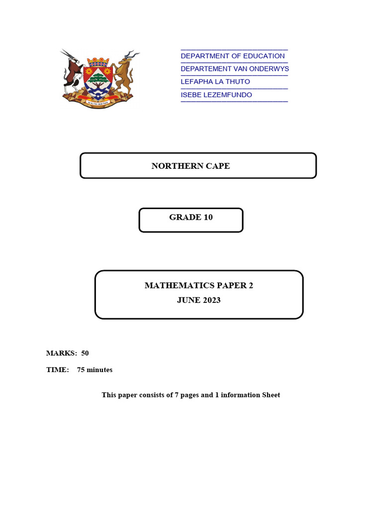 Grade 10 Paper 2 June Exam 2023-Eng | PDF