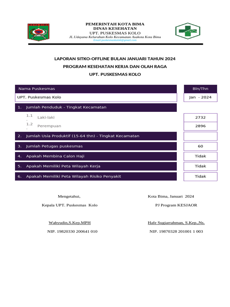 Laporan Sitko Jan 2024 | PDF