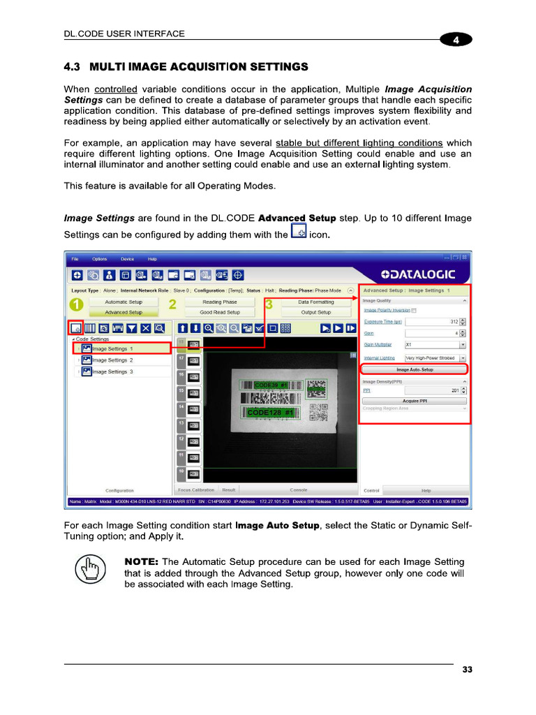 Multiimage Acquisition setting Dlcode | PDF