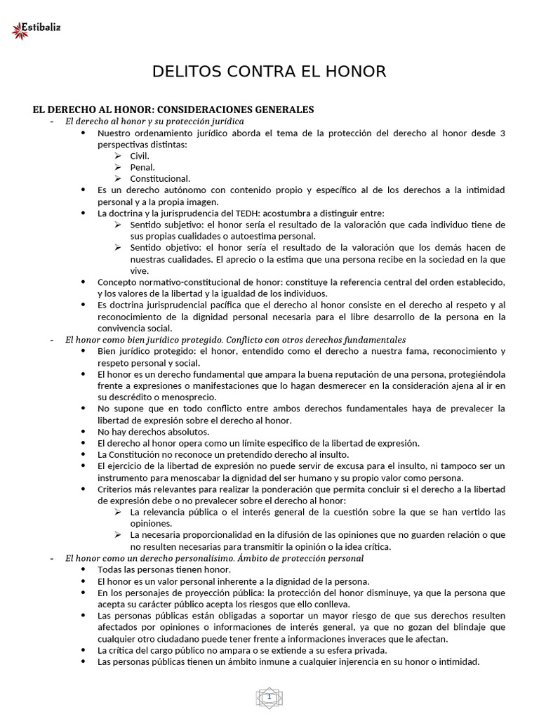 Tema 10 - Delitos Contra El Honor | PDF