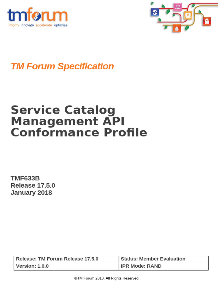 TMF633B Service Catalog Management API Conformance Profile R17.5.0 | PDF