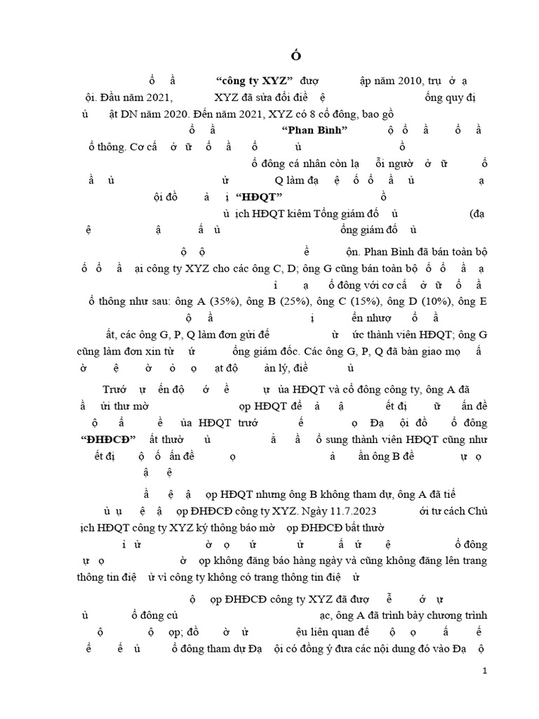 Tinh Huong TVPL Quan Tri Dieu Hanh Doanh Nghiep | PDF