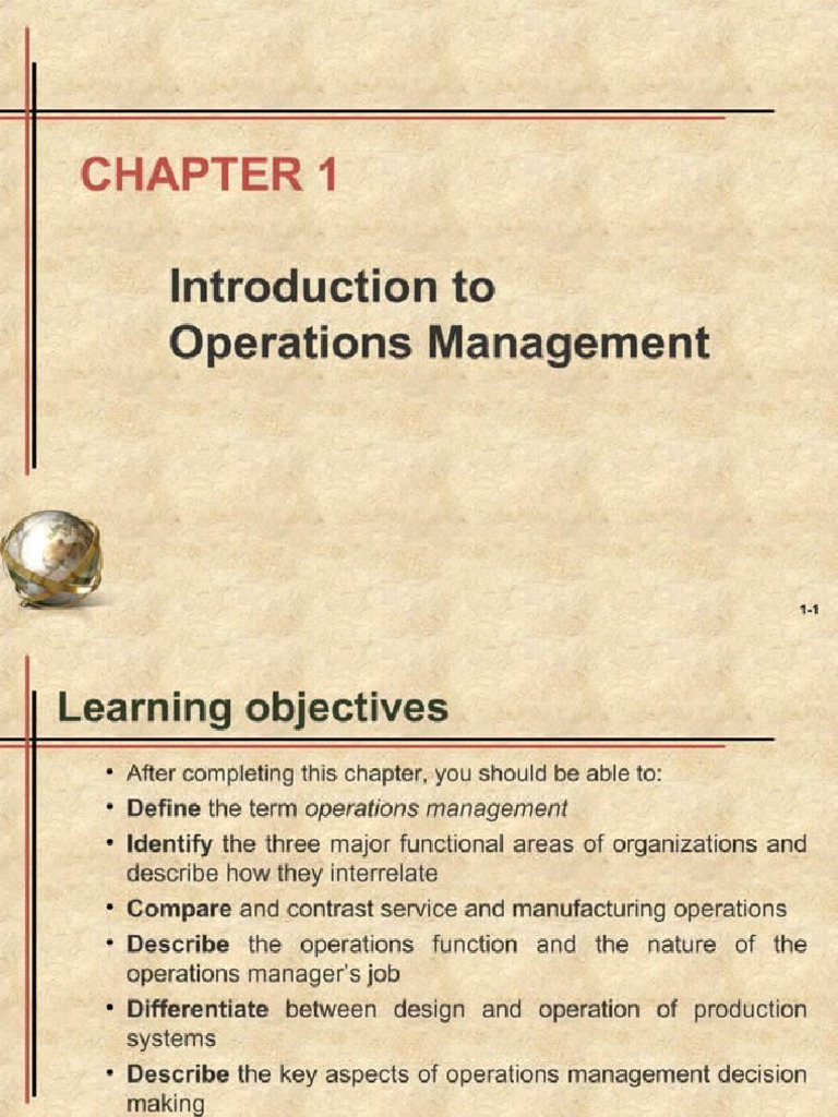 Introduction To Operations Management - Lecture 1 | PDF