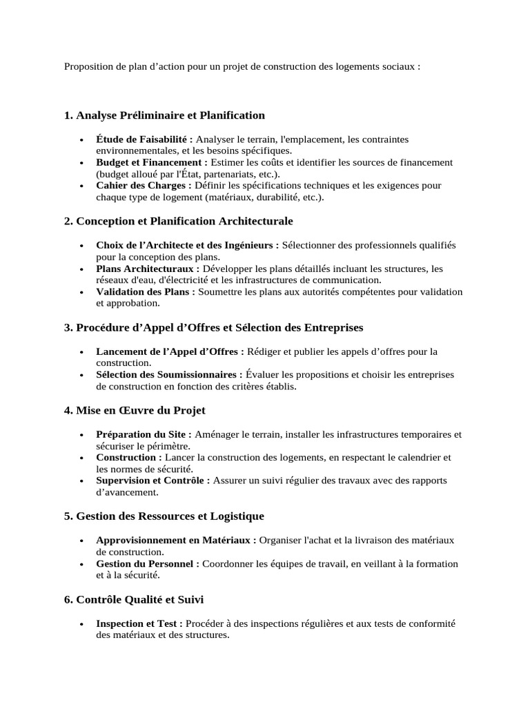 Proposition de Plan D'action | PDF