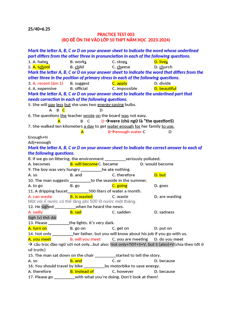 PRACTICE TEST 003 | PDF