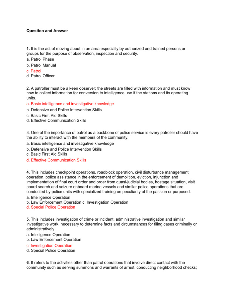 Question and Answer-Patrol | PDF | Police | Police Officer